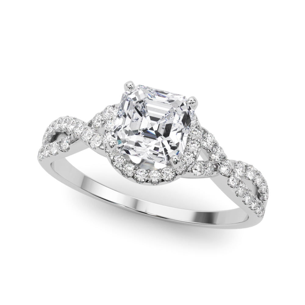 Eloya Jewel 1.6 Ct Asscher Cut Lab Created Diamond Ring - 14K White ...