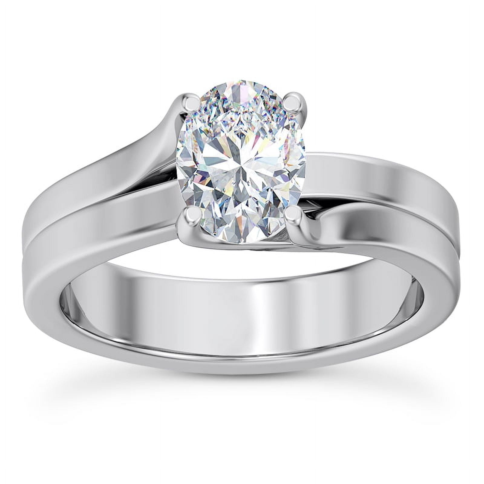 Eloya Jewel 1.6 Ct Oval Cut Lab Created Diamond Ring - 14K White Gold ...