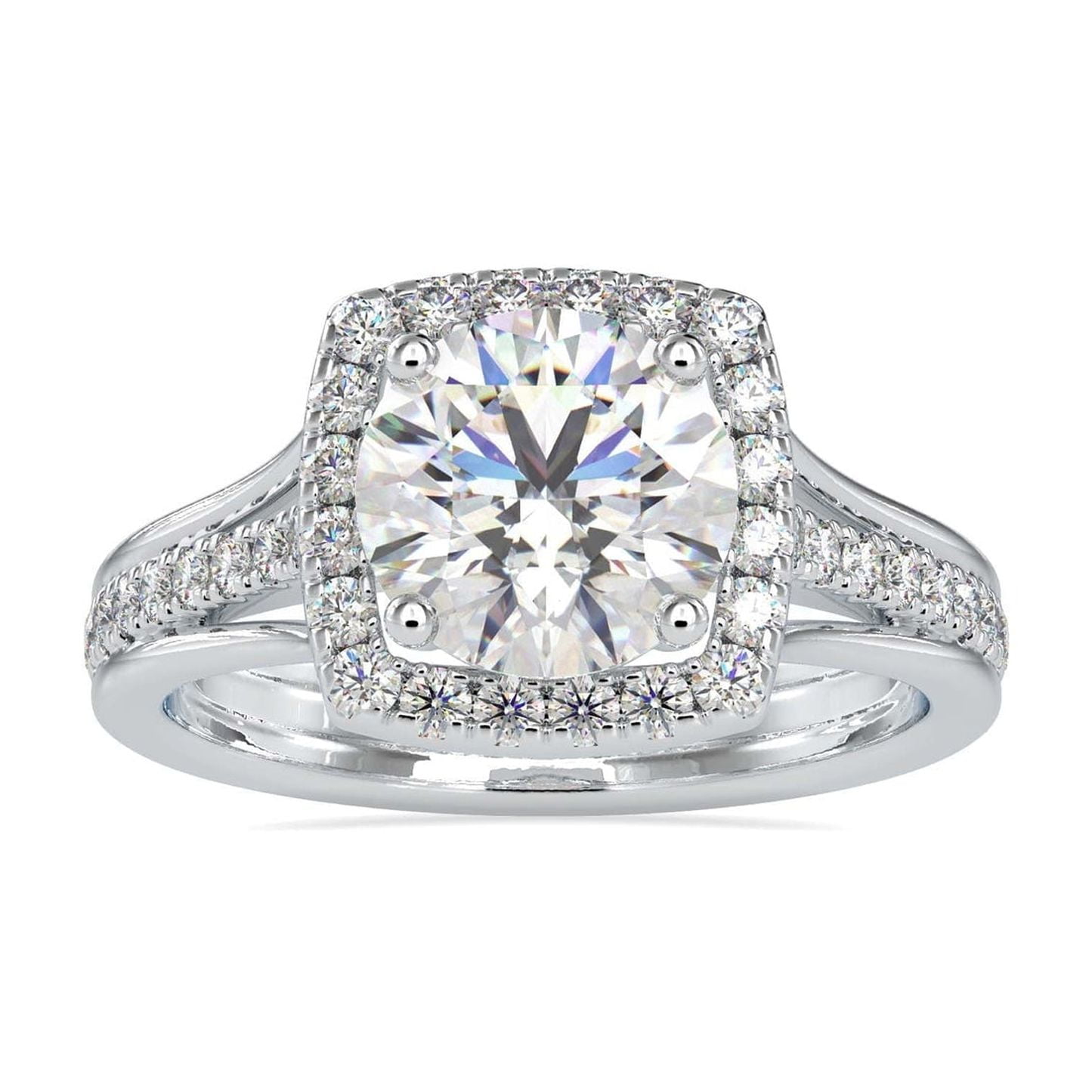 Eloya Jewel 1.7 Ct Halo Engagement Ring for Women - Beautiful Lab Created Round Cut Diamond ...