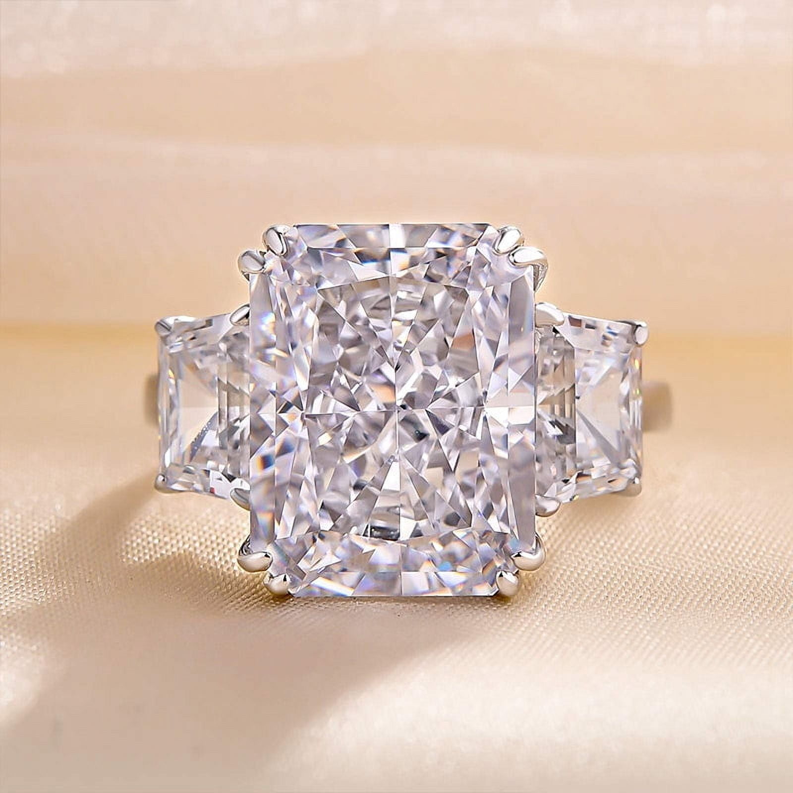 Eloya Jewel 1.9 Ct Radiant Cut Engagement Ring - Three Stone Lab ...