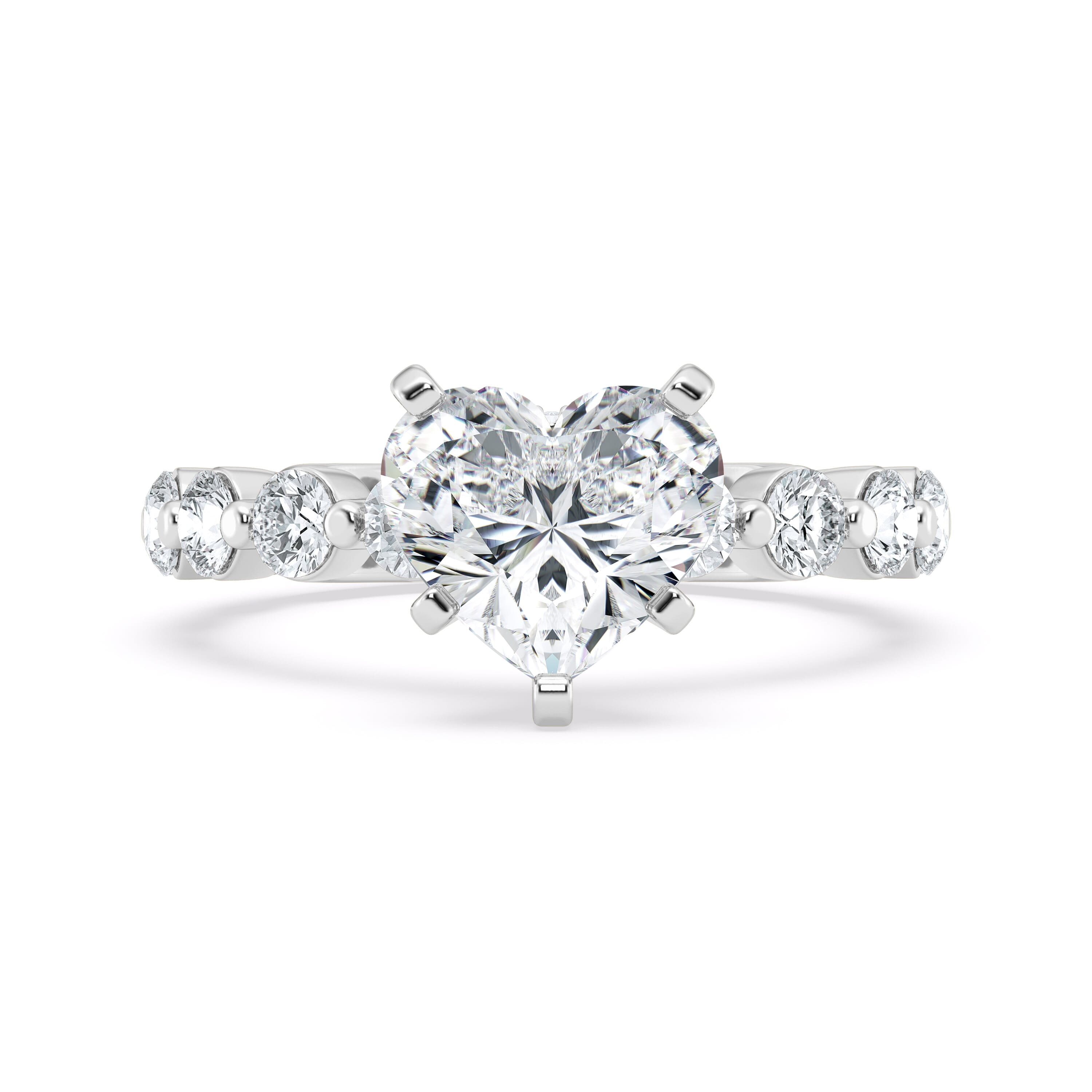 Eloya Jewel 14K White Gold Plated Ring - 1.5 Ct Heart Cut Lab Created ...