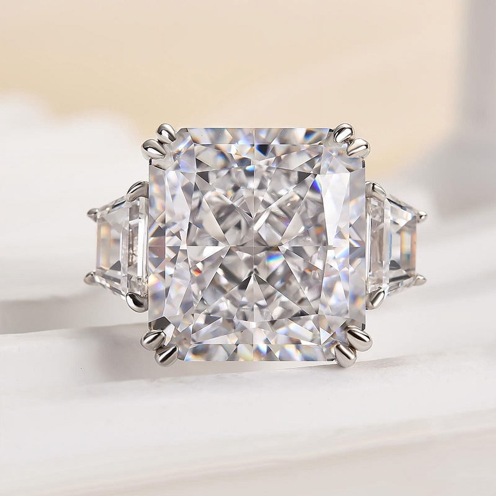 Eloya Jewel 14K White Gold Plated 1.8 Ct Pear Cut Diamond Ring - Three ...