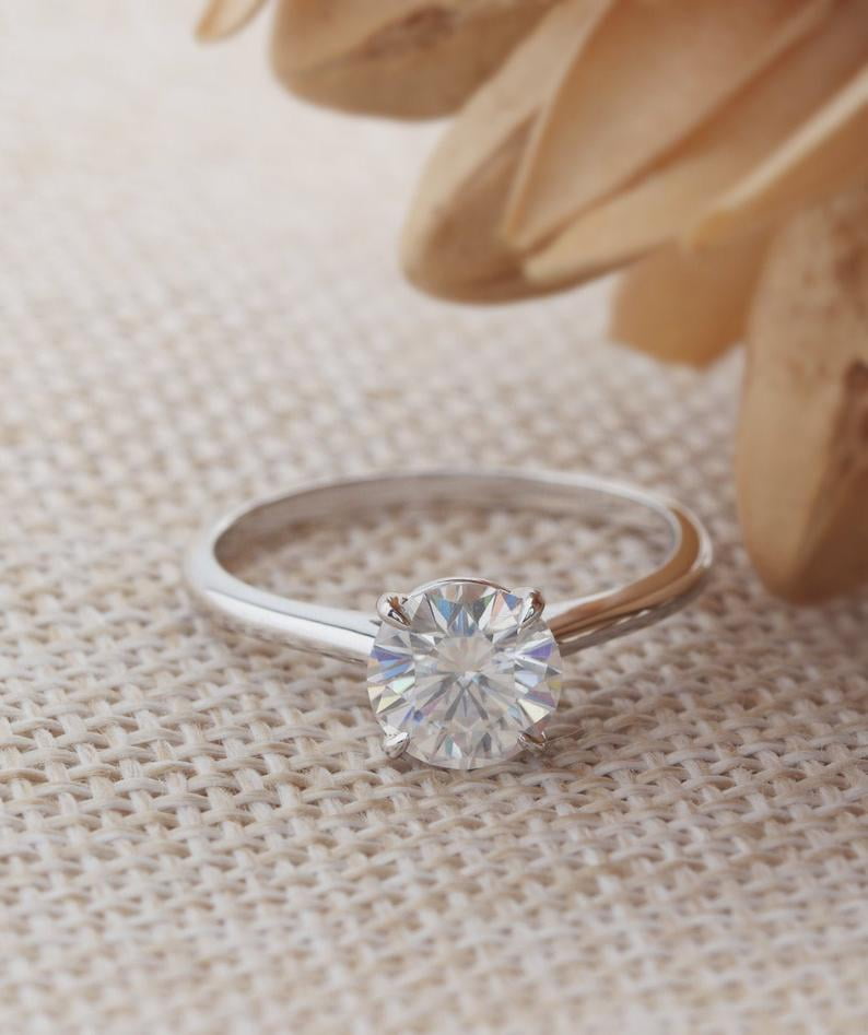 Eloya Jewel 14K White Gold Plated 2.3 Ct Round Cut Diamond Ring ...