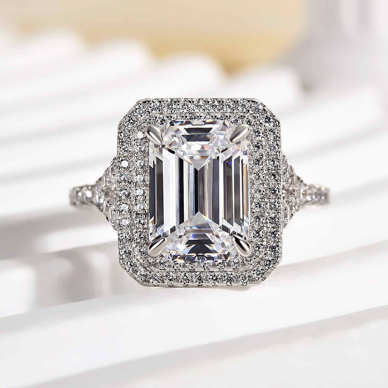 Eloya Jewel 2.1 Ct Emerald Cut Lab Diamond Engagement Ring - 14K White ...