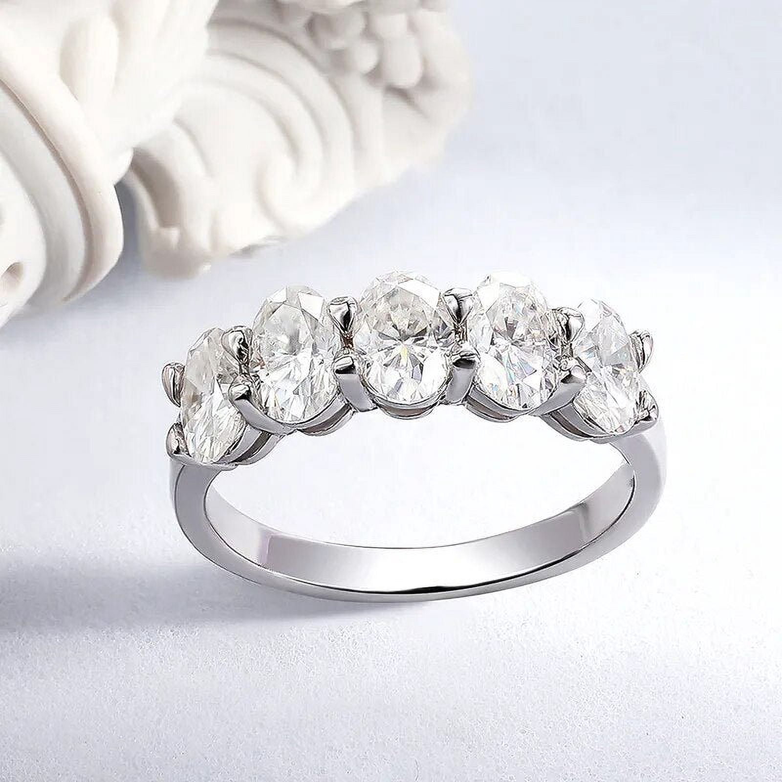 Eloya Jewel 2 Ct Oval Cut Diamond Ring – 14K White Gold Plated Five ...