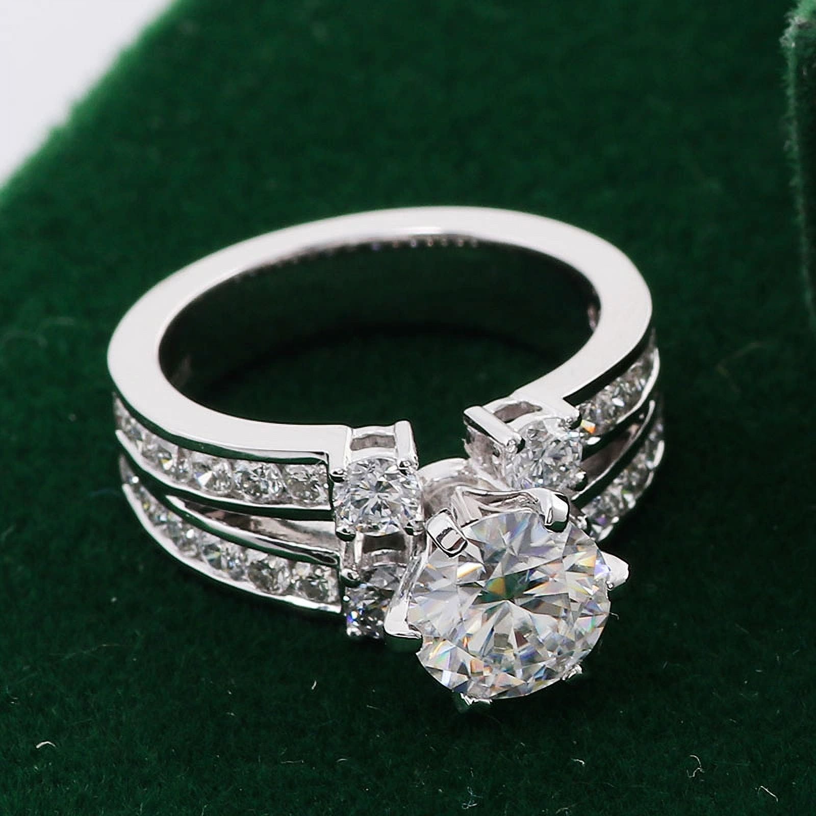 Eloya Jewel 2 Ct Round Cut Diamond Ring – 14K White Gold Plated Split ...