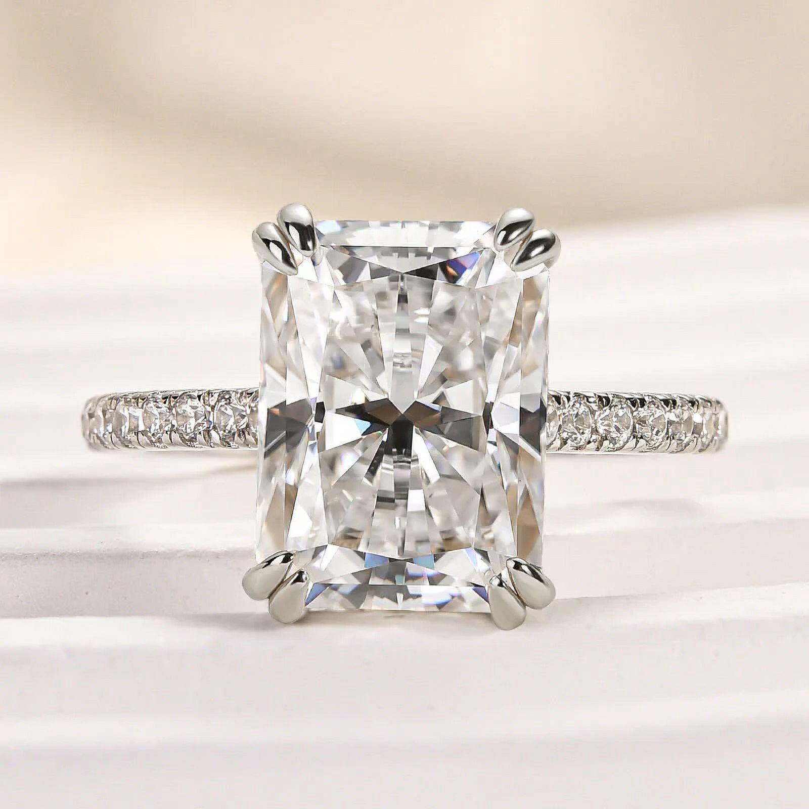Eloya Jewel Radiant Cut 1.8 Ct Lab-Created Simulated Diamond Engagement ...