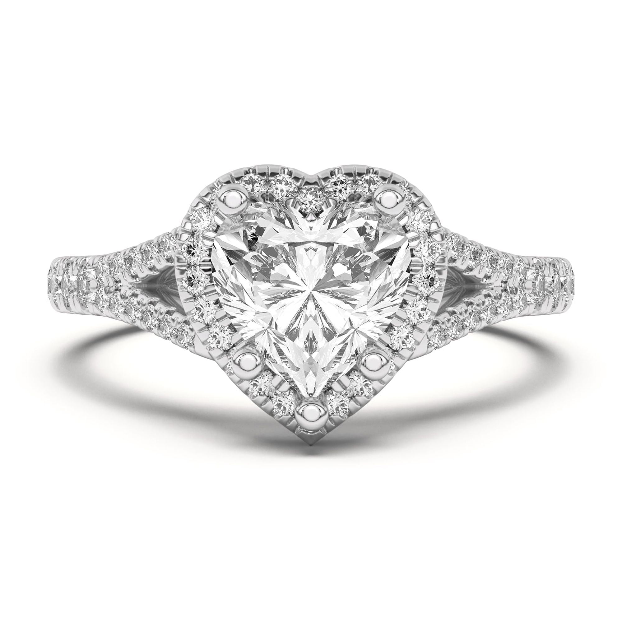 Eloya Jewelry 1.5 Ct Heart Cut Moissanite Ring - 14K White Gold Plated ...