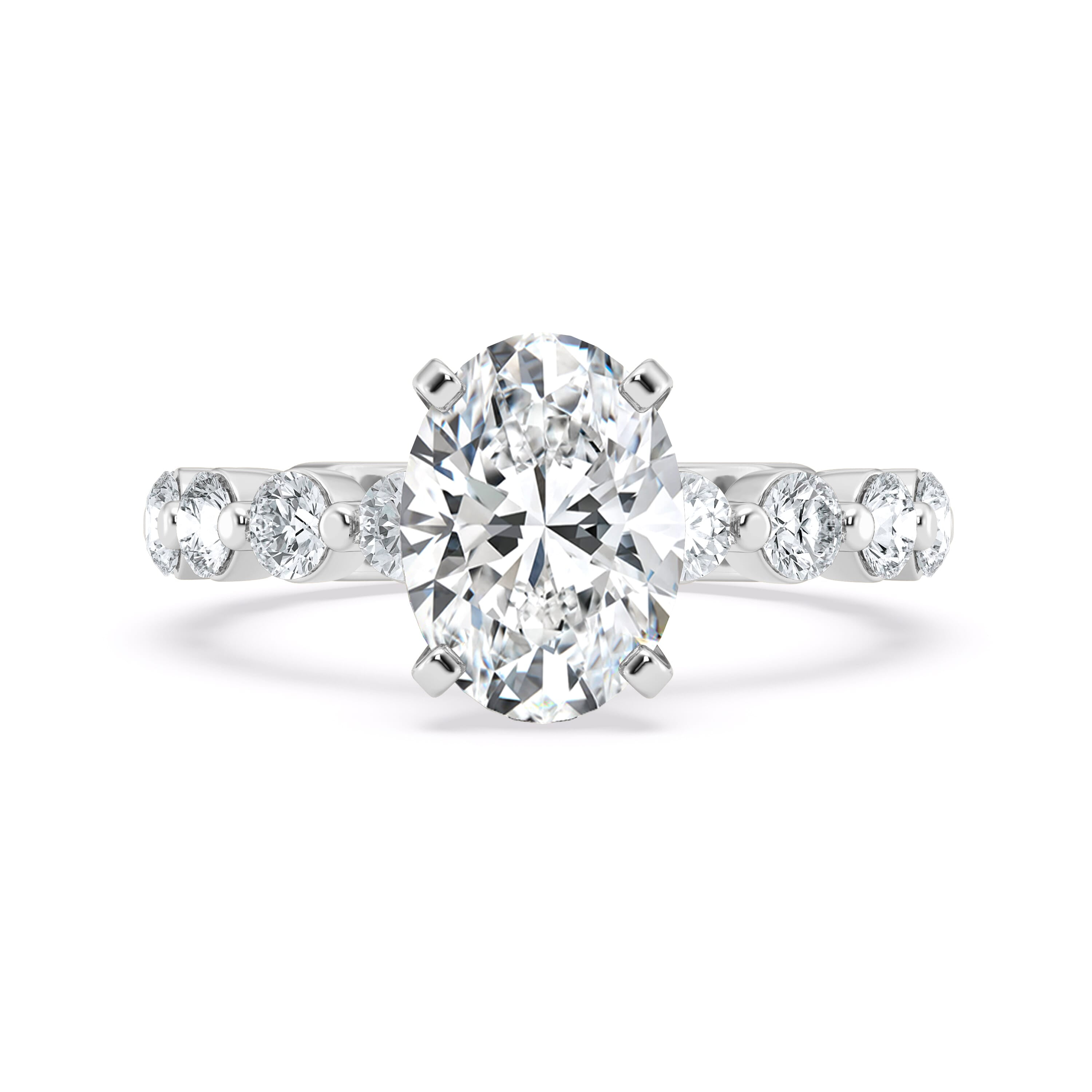 Eloya Jewelry 14K White Gold Plated 1.6 Ct Moissanite Oval Cut ...