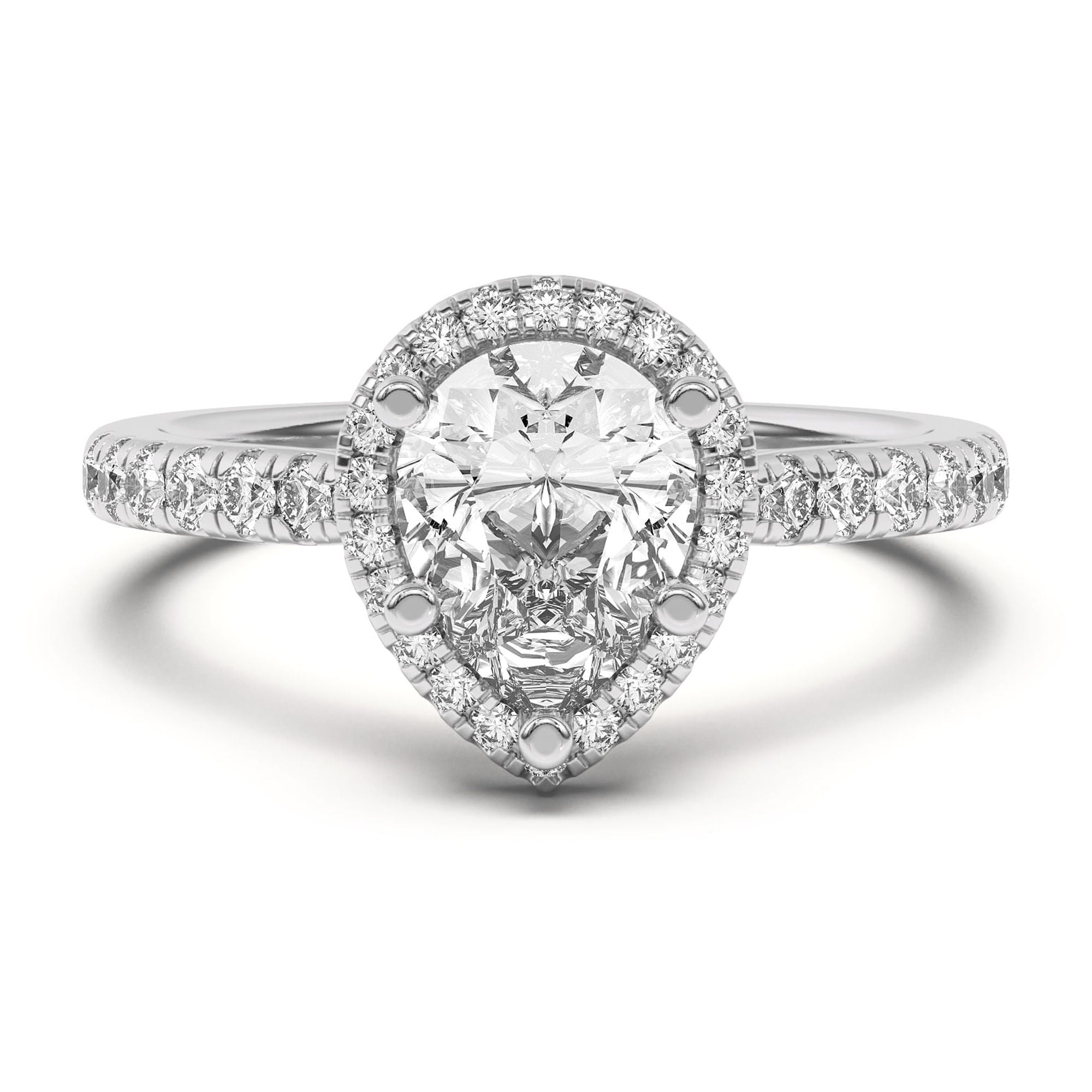 Eloya Jewelry 14K White Gold Plated Engagement Ring - 1.3 Ct Pear Cut ...