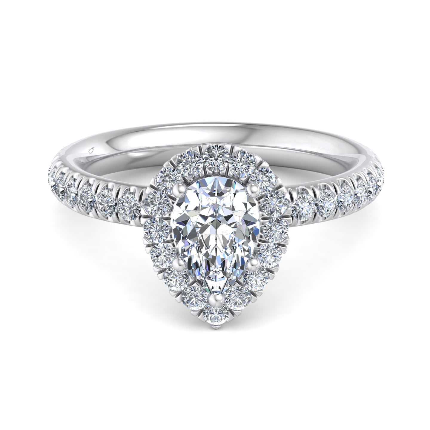 Eloya Jewelry 14K White Gold Plated Halo Engagement Ring - 1.4 Ct Pear ...