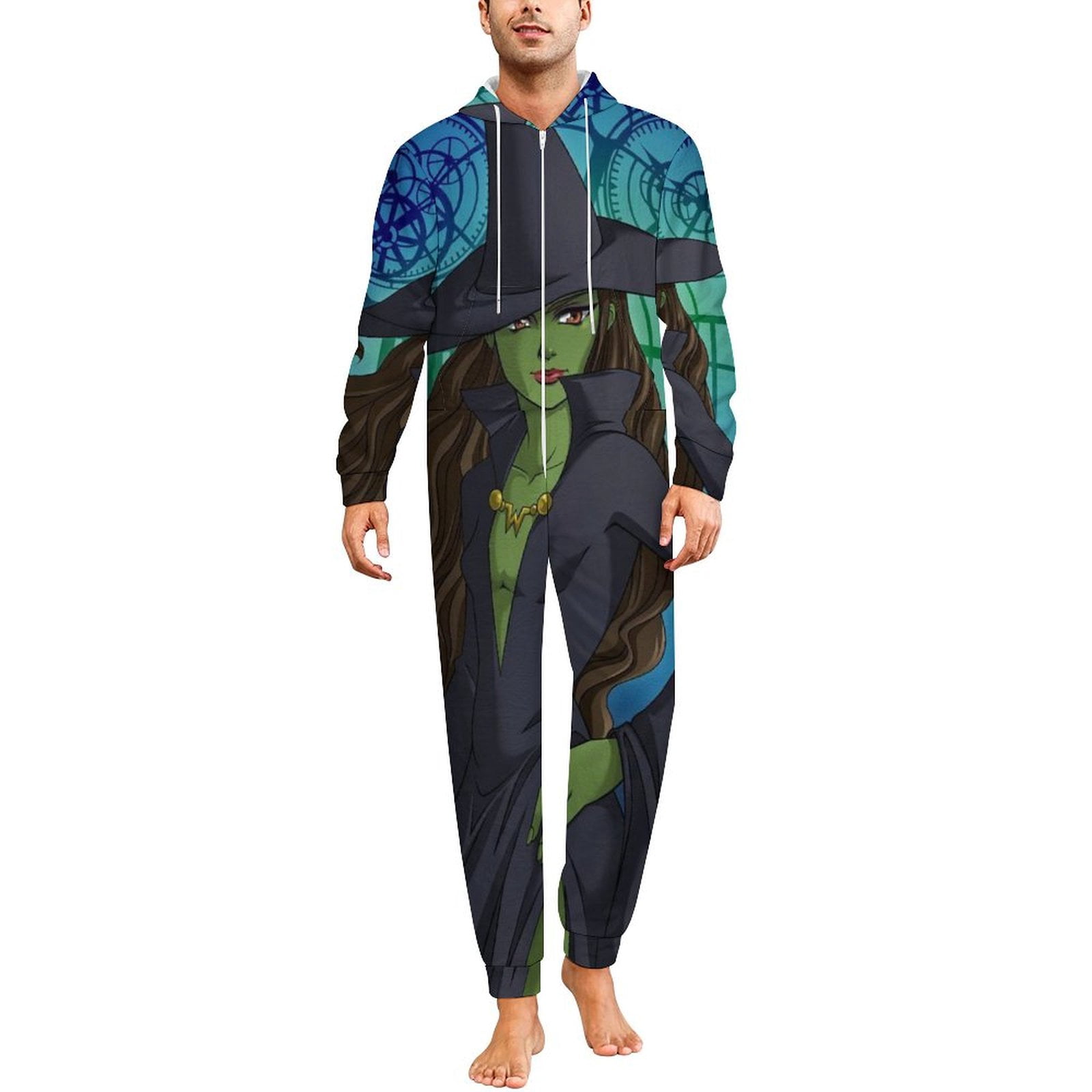 Elph-aba Onesie Adult Hooded Jumpsuit Zip Up One Piece Pajamas Novelty ...