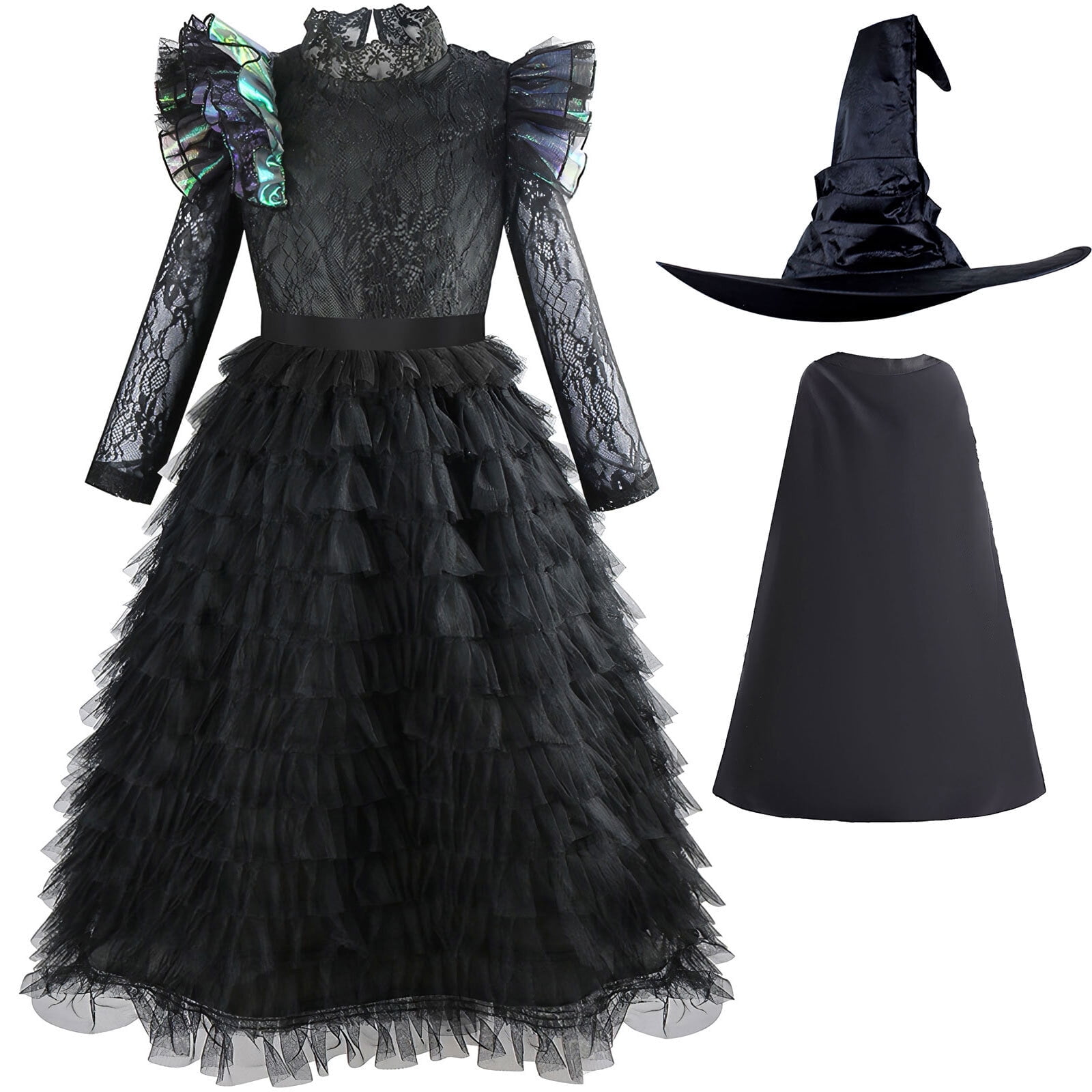 Elphaba Costume for Girls Female Halloween Witch of Dresses with Cape ...