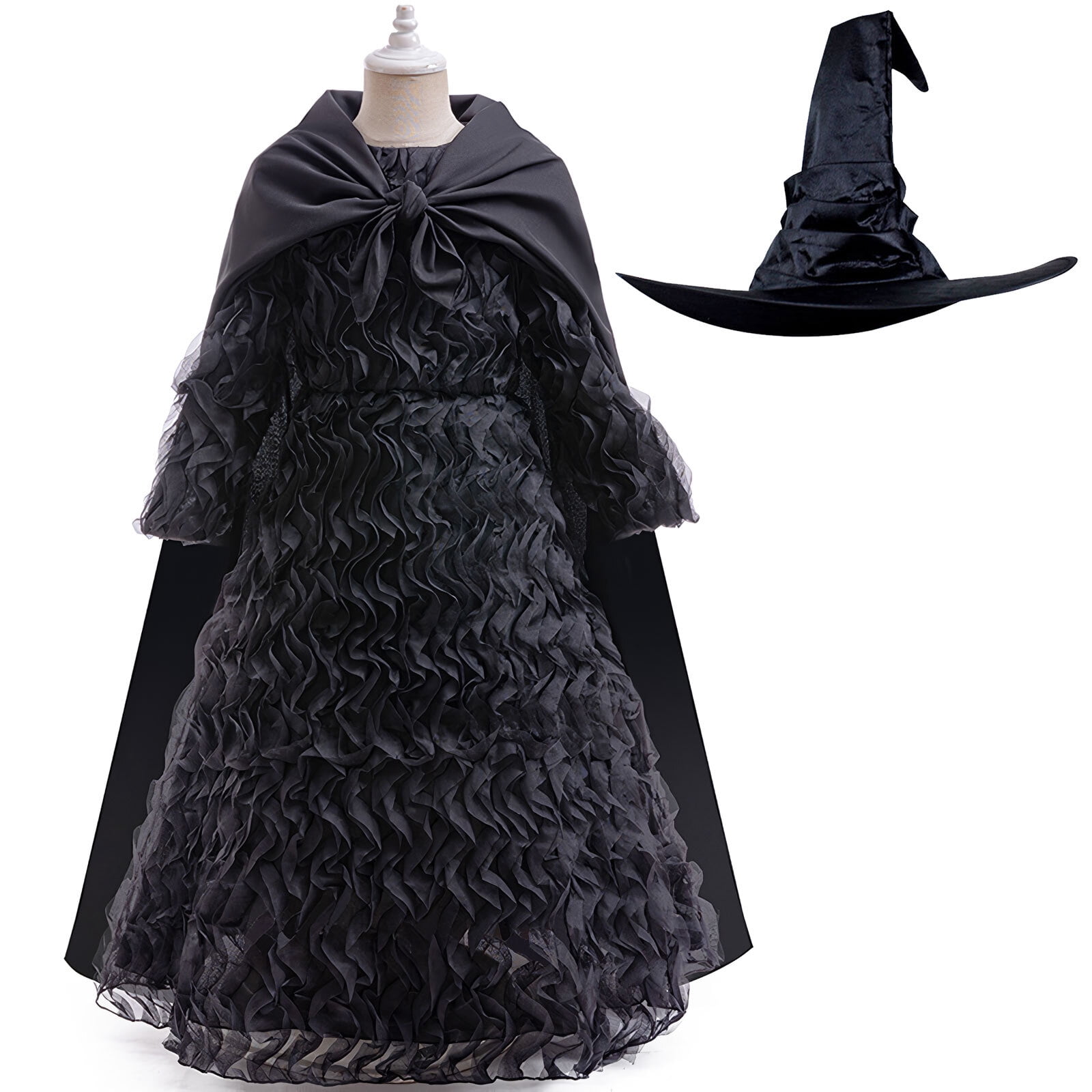 Elphaba Costume with Cape Hat for Girls Halloween Movie Cosplay Dress ...