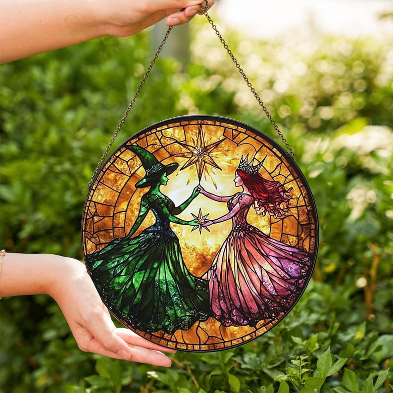 Elphaba and Glinda Besties Glass Suncatcher Ornament, Witches Of Oz ...