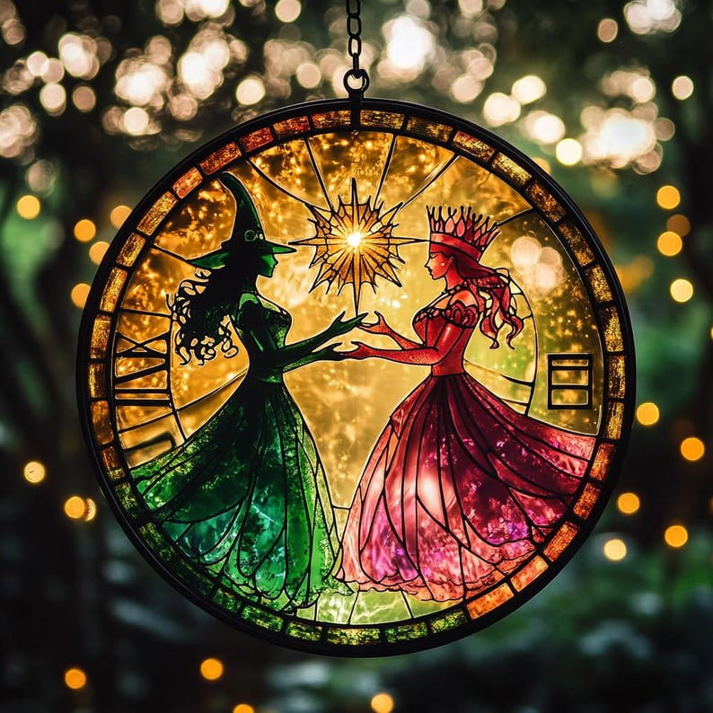 Elphaba and Glinda Besties GlassSuncatcher Ornament, Witches Of Oz ...