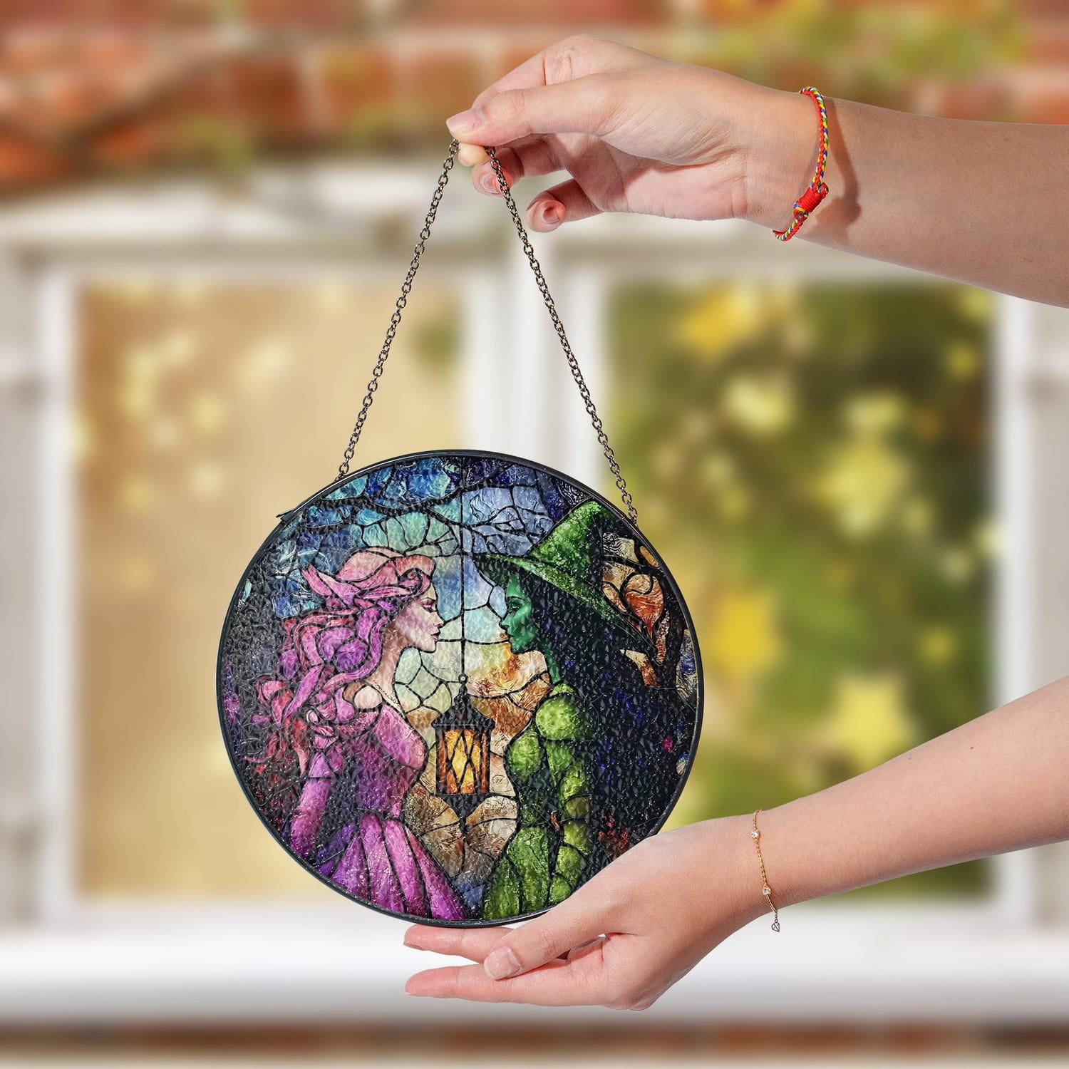 Elphaba and Glinda Stained Glass Suncatcher, Witch Window Hanging 6 ...
