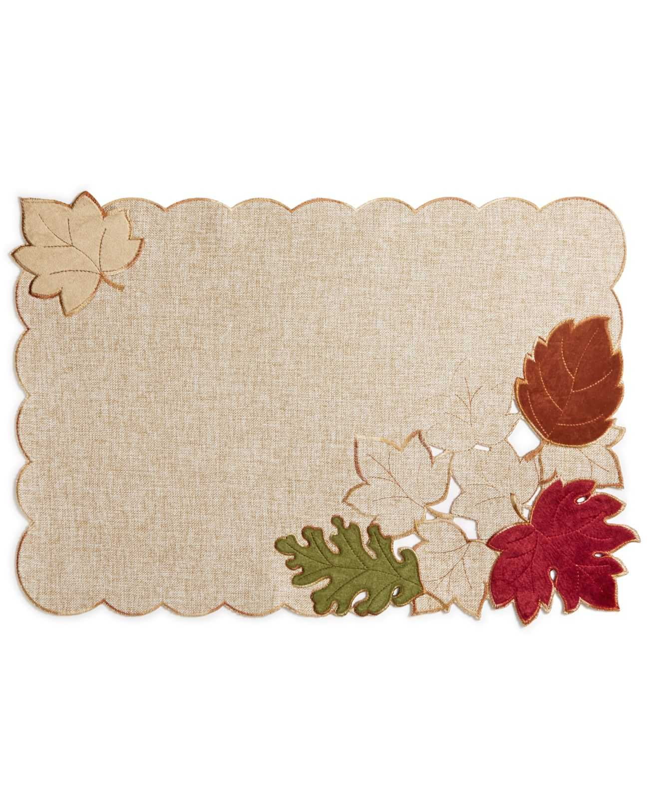 Elrene Serene Leaves Velvet Table Linens Placemat (Beige) - Walmart.com