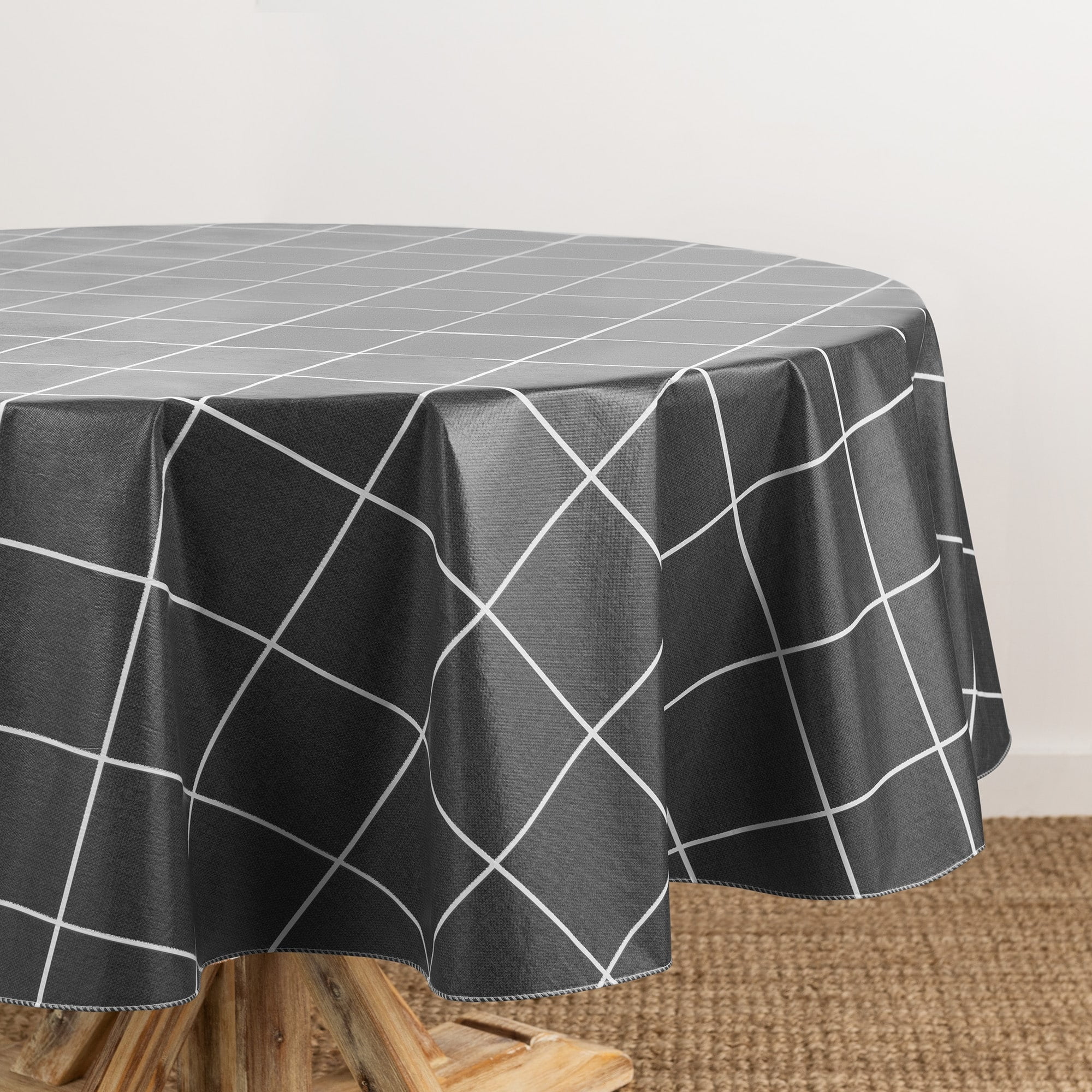 Elrene Windowpane Plaid Grid Printed Vinyl Indoor/Outdoor Tablecloth 70 ...