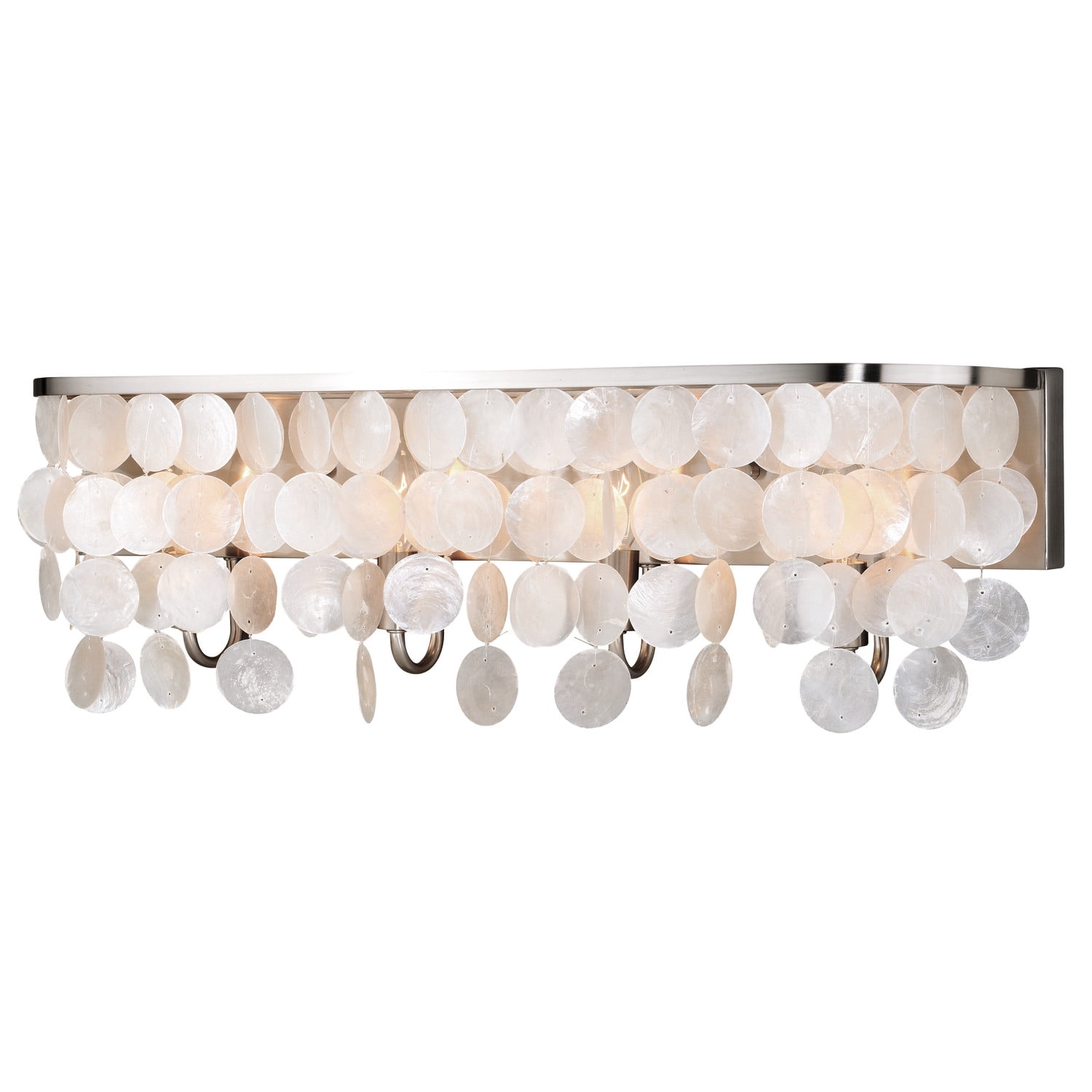 Elsa 4 Light Satin Nickel Capiz Shell Coastal Bathroom Vanity Fixture ...