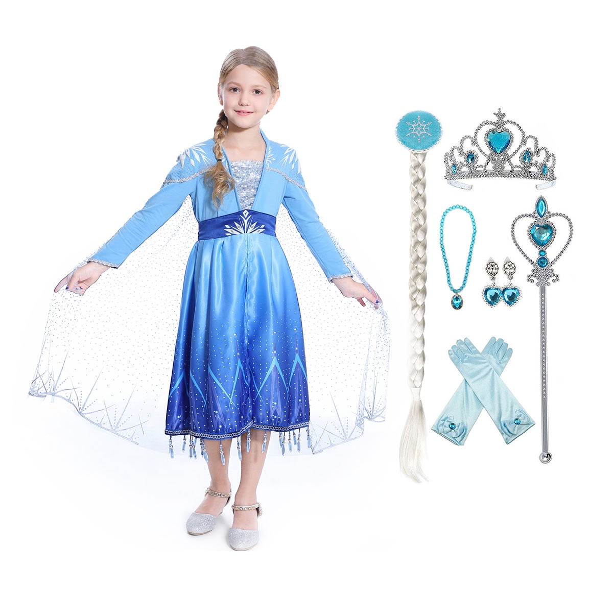 Elsa Act 2 Halloween Costume for Girls, Frozen 2，Includes Accessories ...