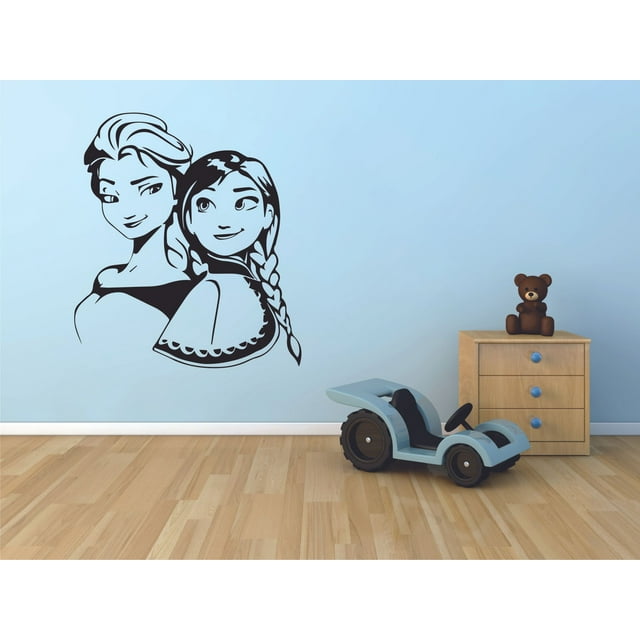 Elsa and Anna Frozen Sisters Let It Go Disney Cartoon Wall Sticker Art ...