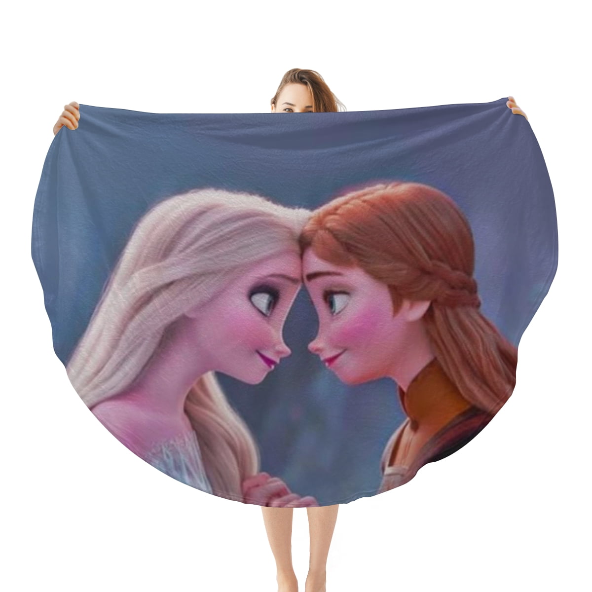 Elsa and Anna Round Flannel Throw Blanket Plush Soft Polyester Cover ...