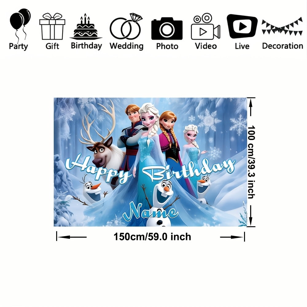 Elsa Birthday Background - Custom Name Age party banner, suitable for ...