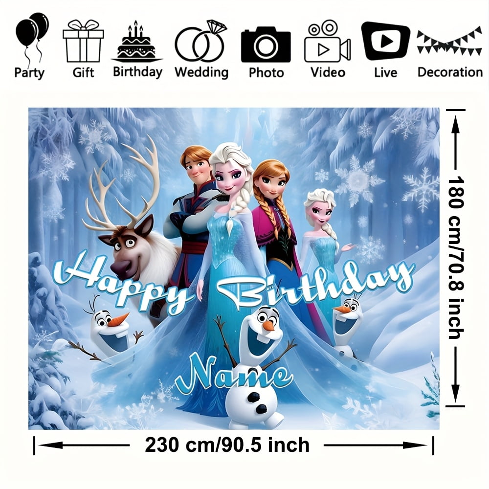 Elsa Birthday Background - Custom Name Age party banner, suitable for ...
