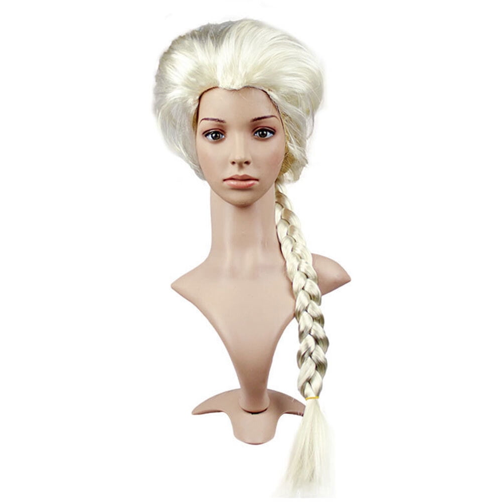 Elsa Cosplay Wig for Girls Beige Long Braid Halloween Cosplay Costume ...