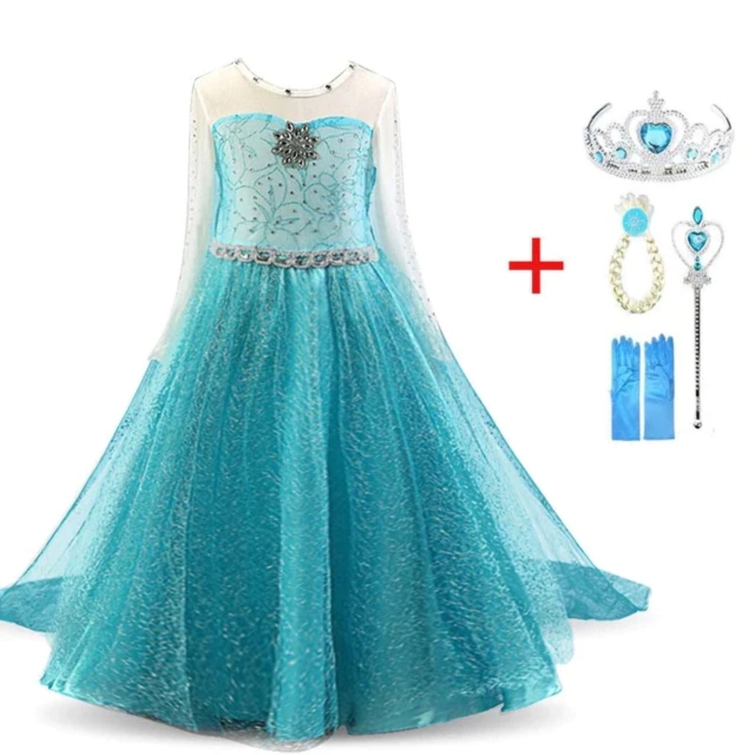 Disney Elsa Frozen Costume Set, Toddler Girl, Blue Princess Dress ...