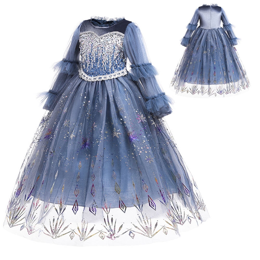 Elsa Costumes for Girls Long Sleeve Cosplay Party Fancy Costume Dress ...