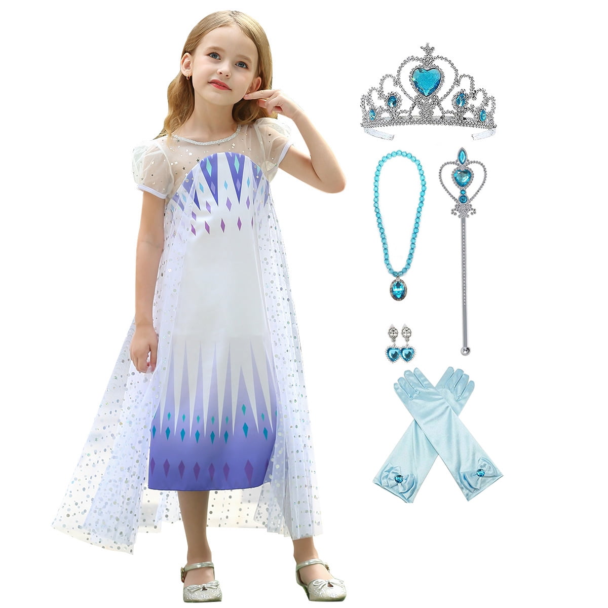 Elsa Dress Princess Costume for Girls Frozen 2 Sequin Cosplay Party ...
