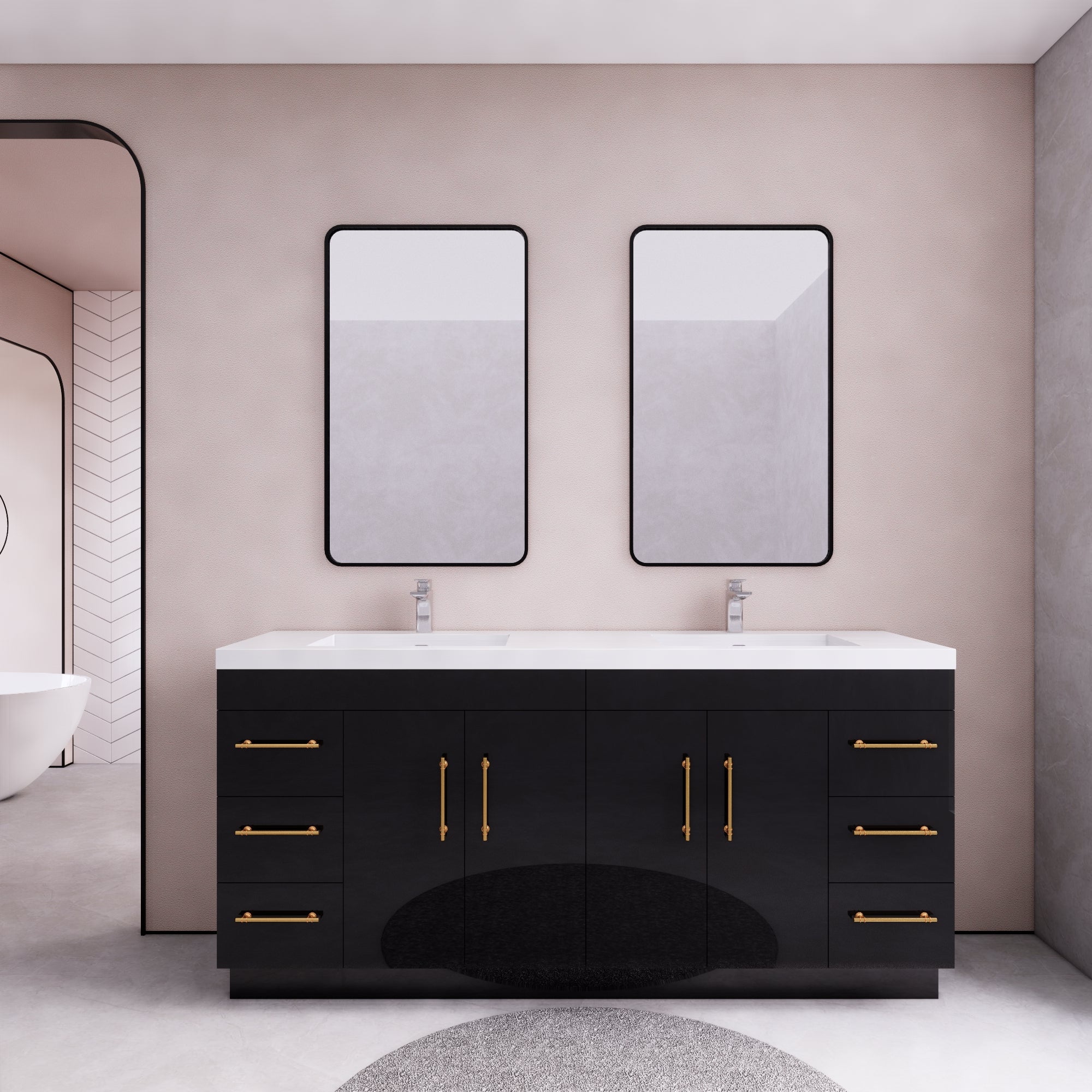 Elsa Freestanding Vanity with Royal White Reinforced Acrylic Sink Top ...