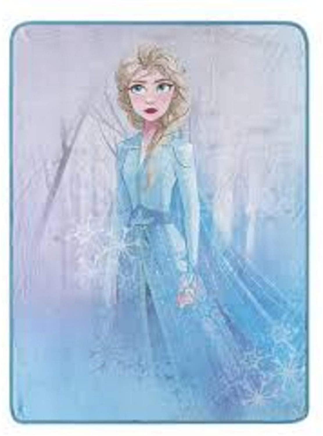 "Disney's Elsa Frozen 2 Fleece Throw Blanket with Blue Snowflake Design ...