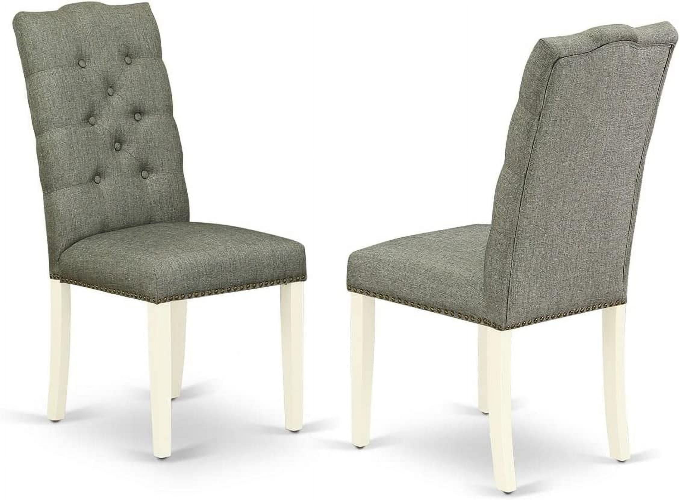 Elsa Parson dining room chairs with button tufted nailhead trim ...