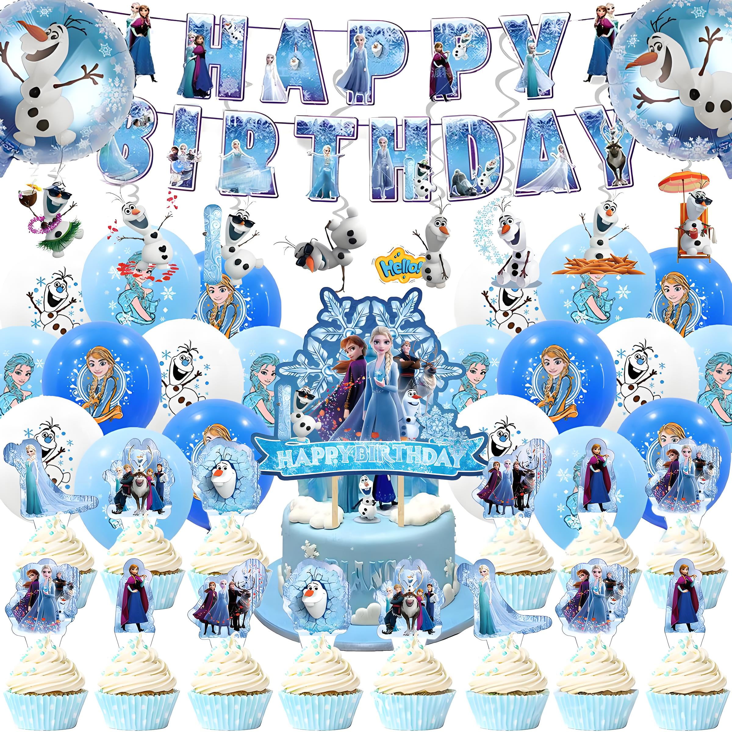 Elsa Party Supplies Pack Includes，Banner，Cake Topper ,Balloons for ...