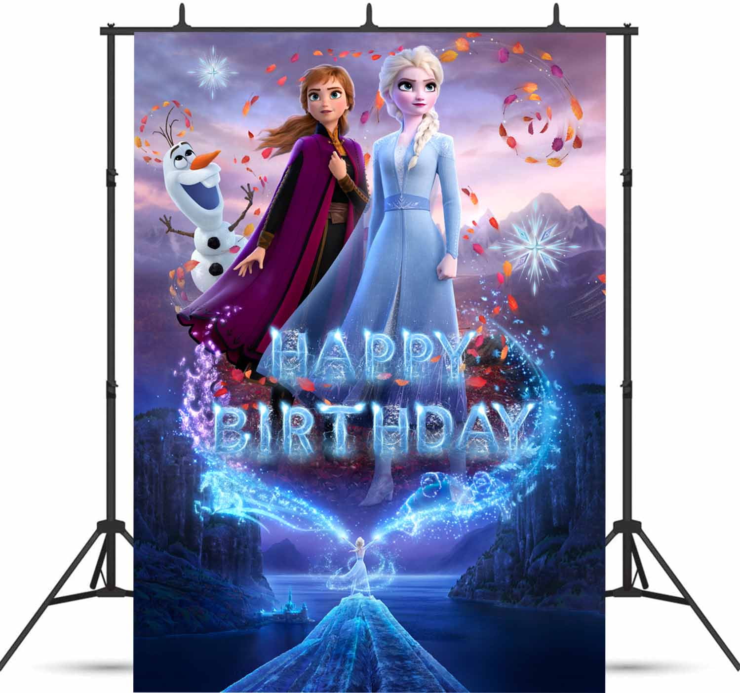 Elsa Princess Frozen Backdrop Party Supplies Wall Decor Birthday Banner ...