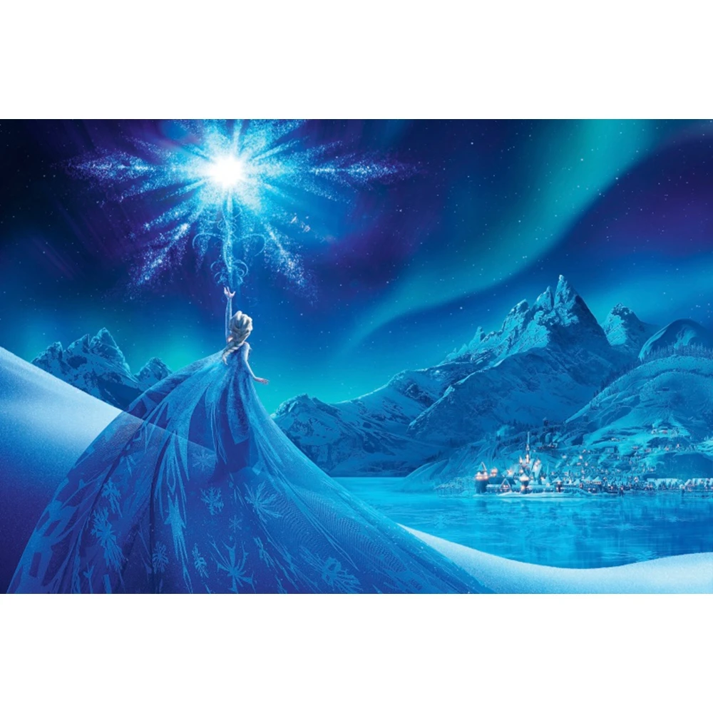Elsa Princess Theme Winter Ice Snowflake Castle Backdrop Elsa Anna Snow ...