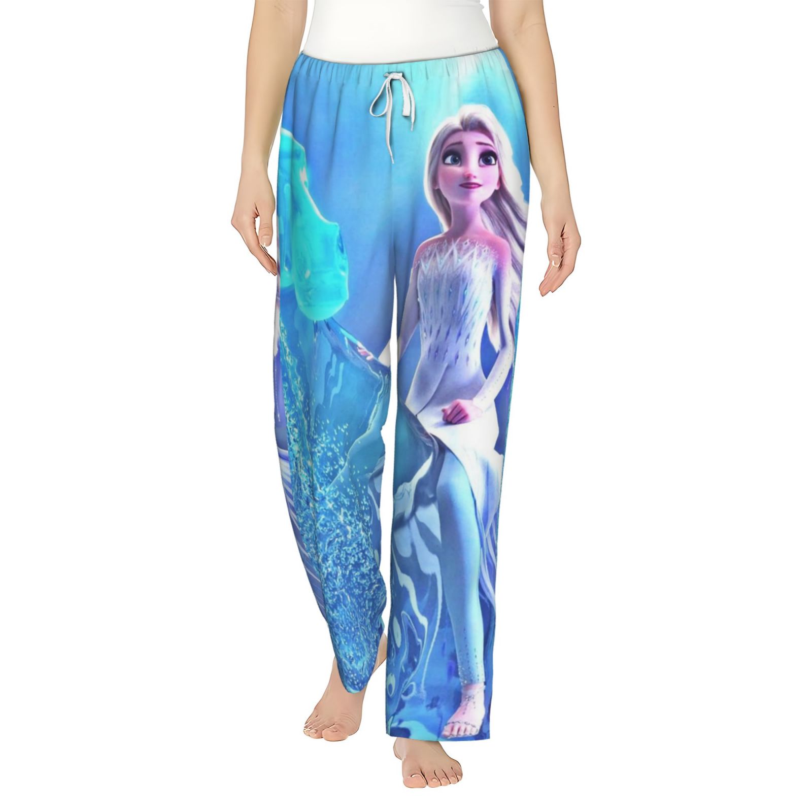 Elsa Women's Resident Parent Pajama Pants Printed Loose Fit Wide Leg ...