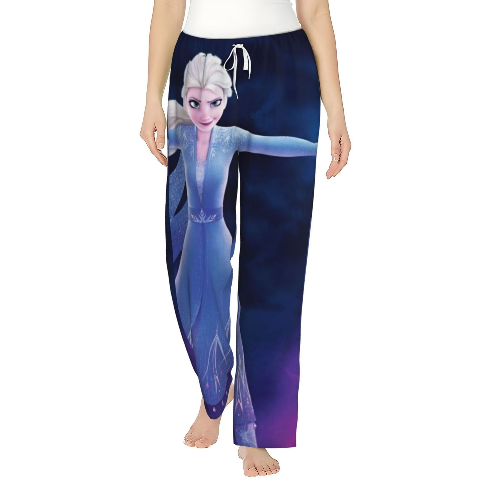 Elsa Women's Resident Parent Pajama Pants Printed Loose Fit Wide Leg ...