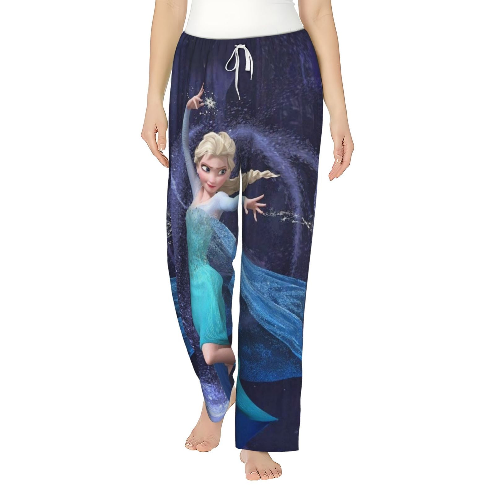 Elsa Women's Resident Parent Pajama Pants Printed Loose Fit Wide Leg ...