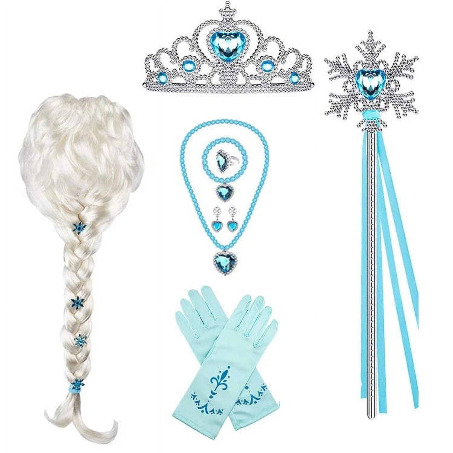 Elsa princess accessories gloves wand crown jewelry set Elsa wig ...
