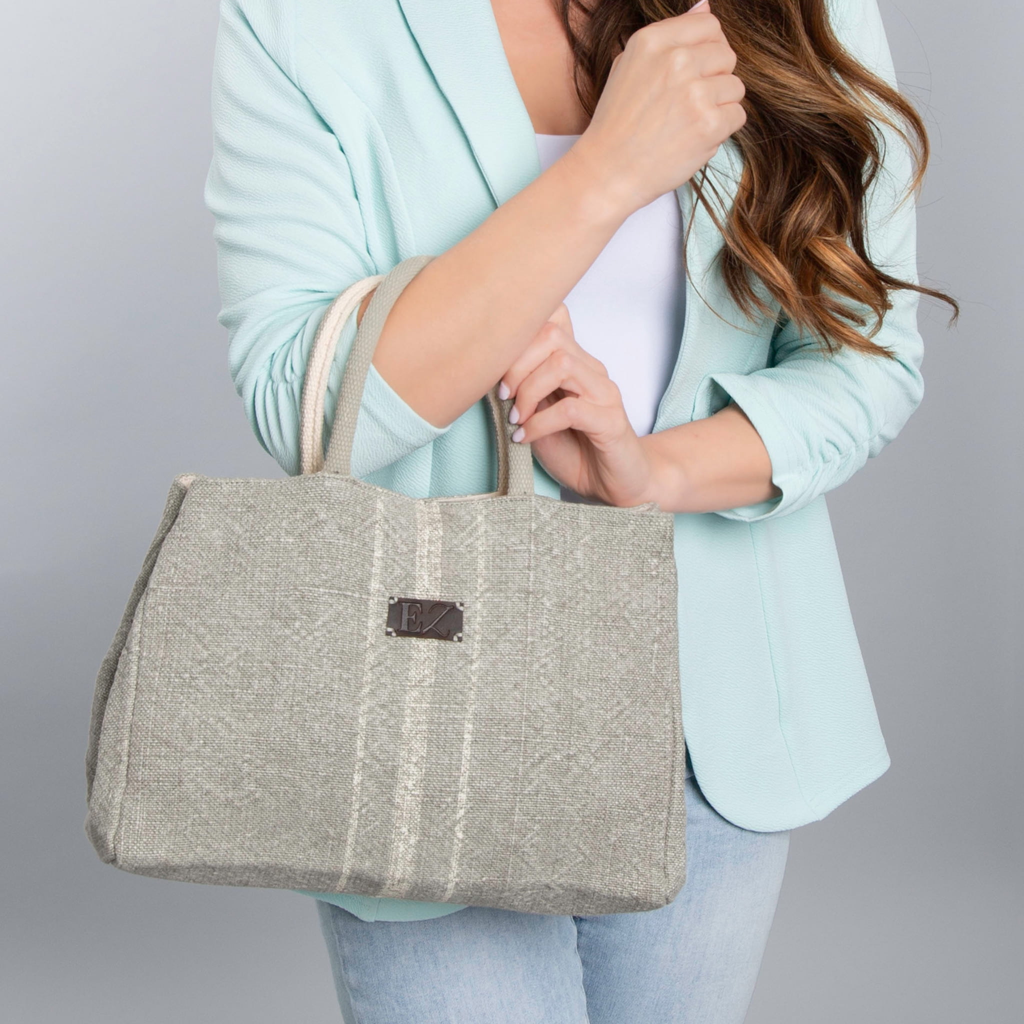 Elsie & Zoey Inara Jute Handled Snap Closure Tote Bag Purse for Women ...