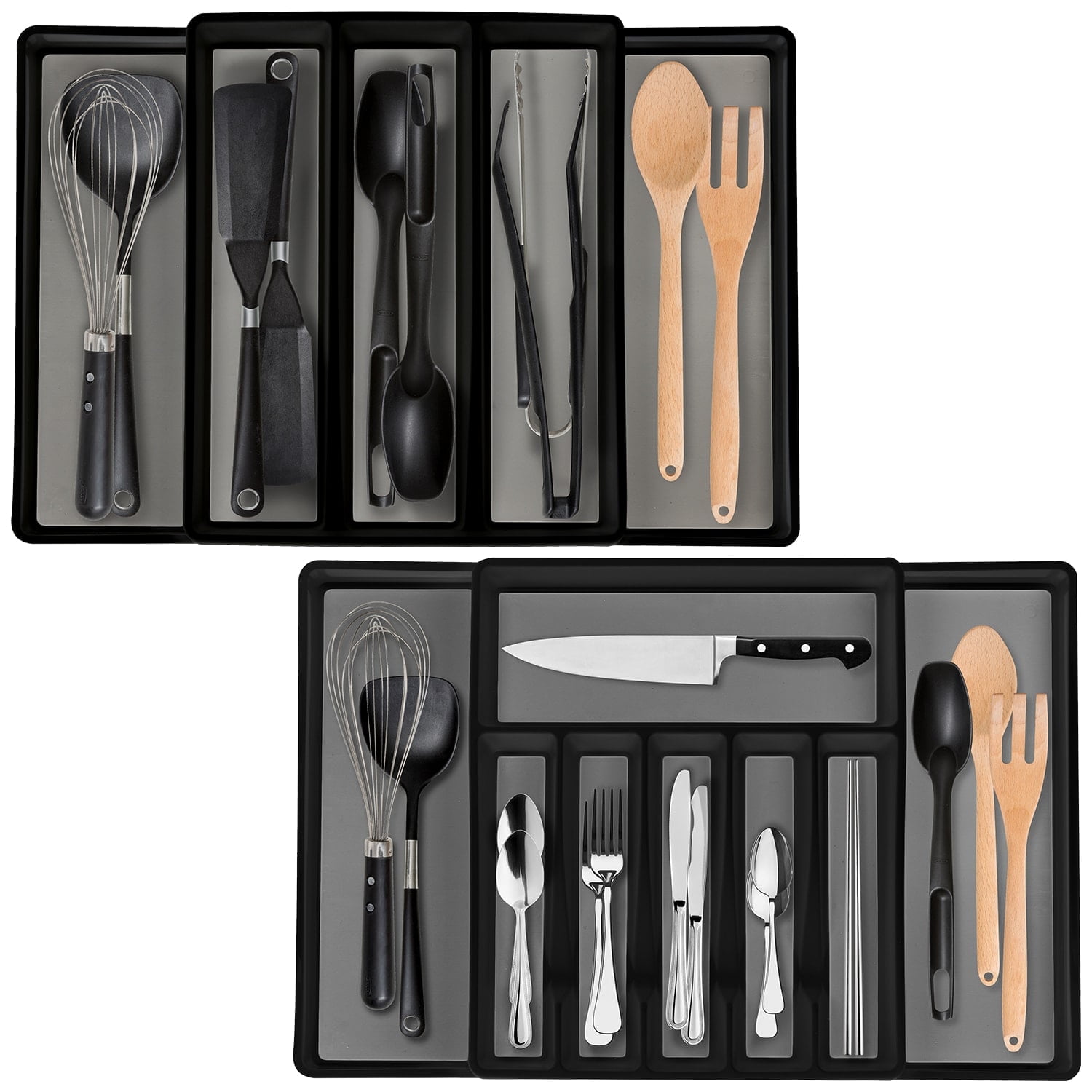 Eltow Adjustable Kitchen Drawer Organizers Set, Utensil Dividers ...