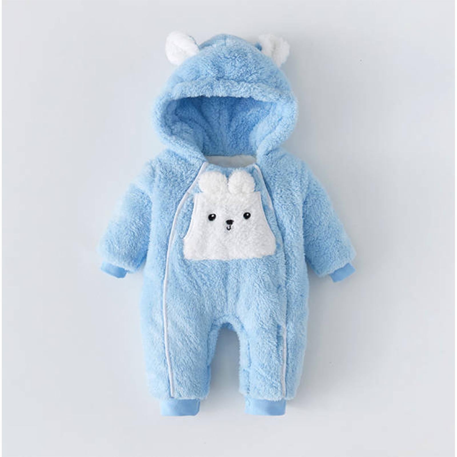 Eltusu Baby Girls Fleece Jumpsuits, Hooded Long Sleeve Casual Thermal ...