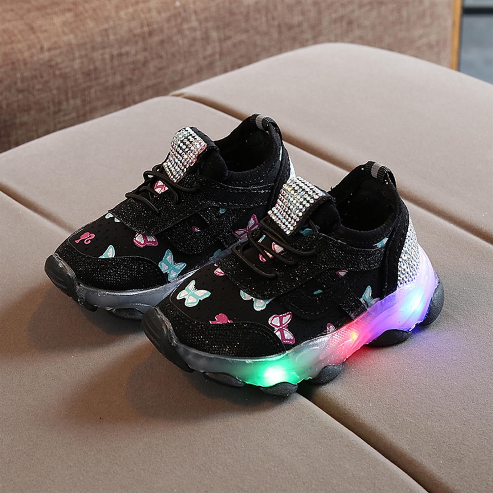 Eltusu Baby Girls Light up Sneakers, No Slip Lightweight Mesh Soft ...