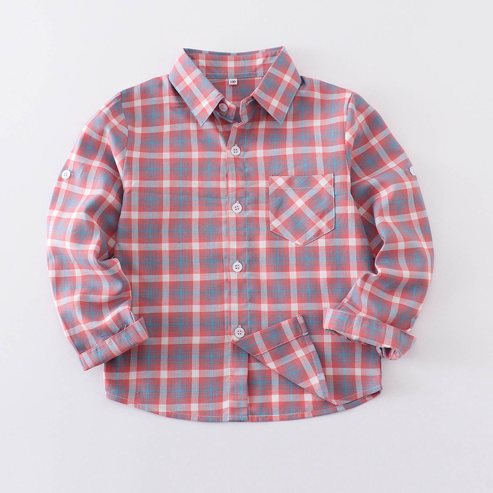 Eltusu Baby Girls Plaid Shirts, Soft Lapel Collar Breathable Button-Up ...