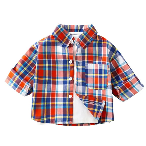 Eltusu Boys Button Down Shirts, Plaid Breathable Short Sleeve Cotton ...