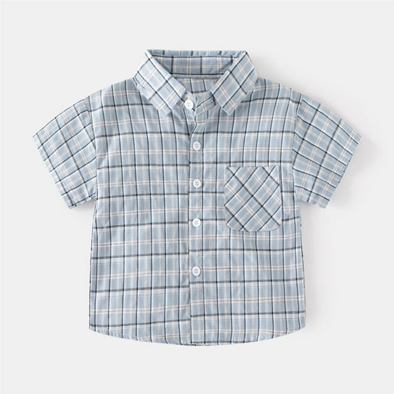 Eltusu Boys Button Down Shirts, Short Sleeve Lapel Collar Cotton ...